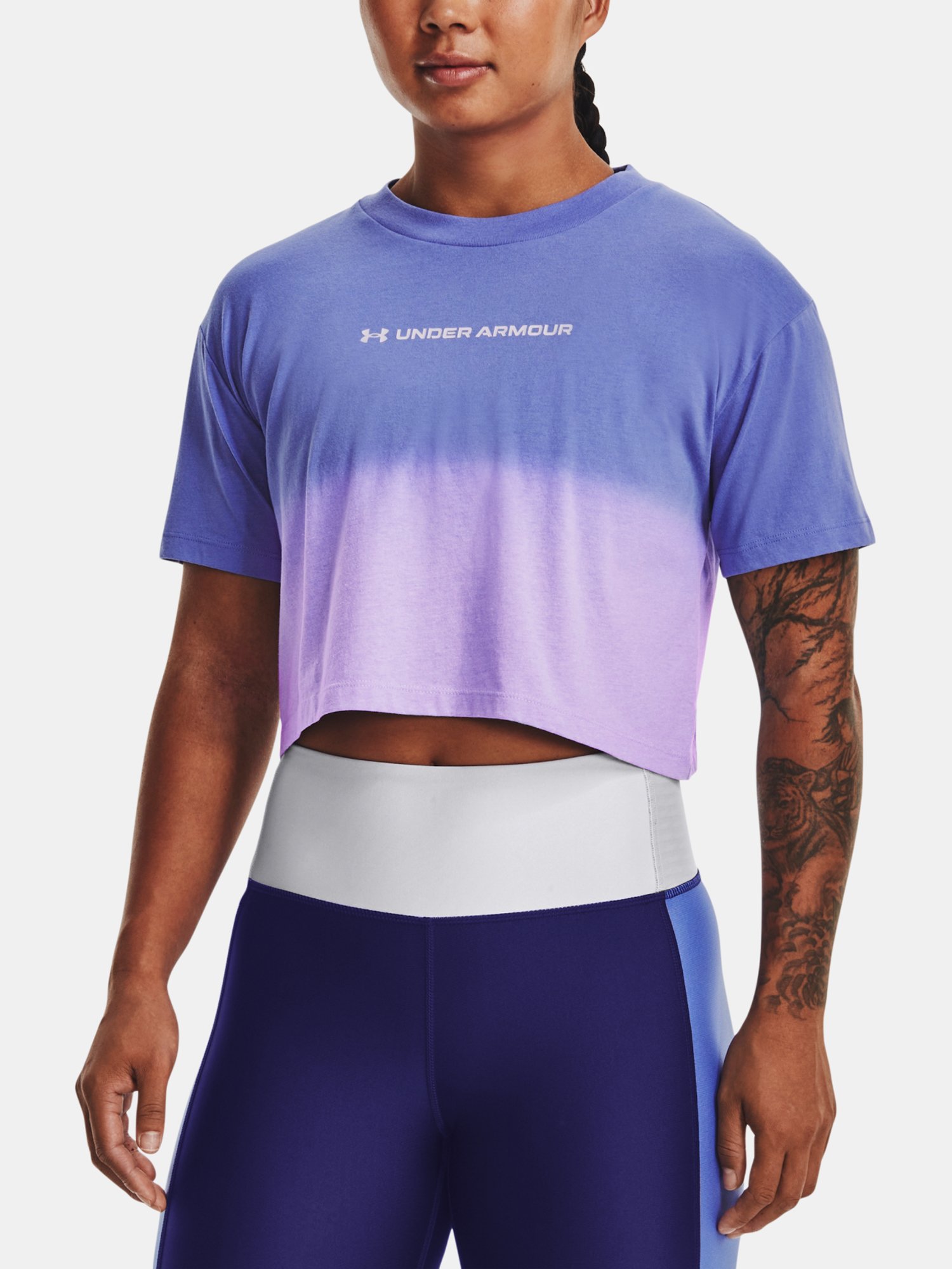 Tričko Under Armour UA DIP DYE CROP SS-BLU - blue - Sportovna