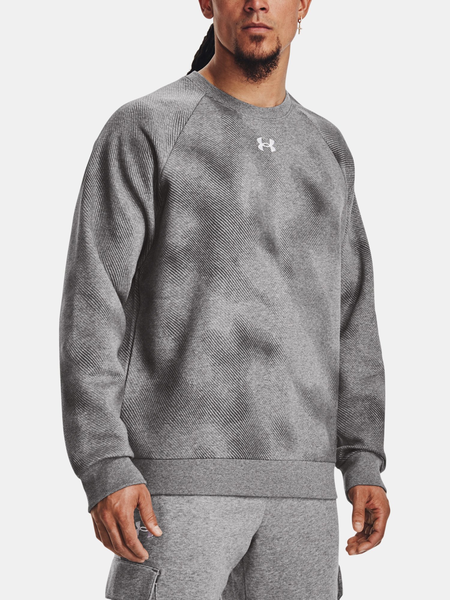 Mikina Under Armour UA Rival Fleece Printed Crew-GRY - Sportovna