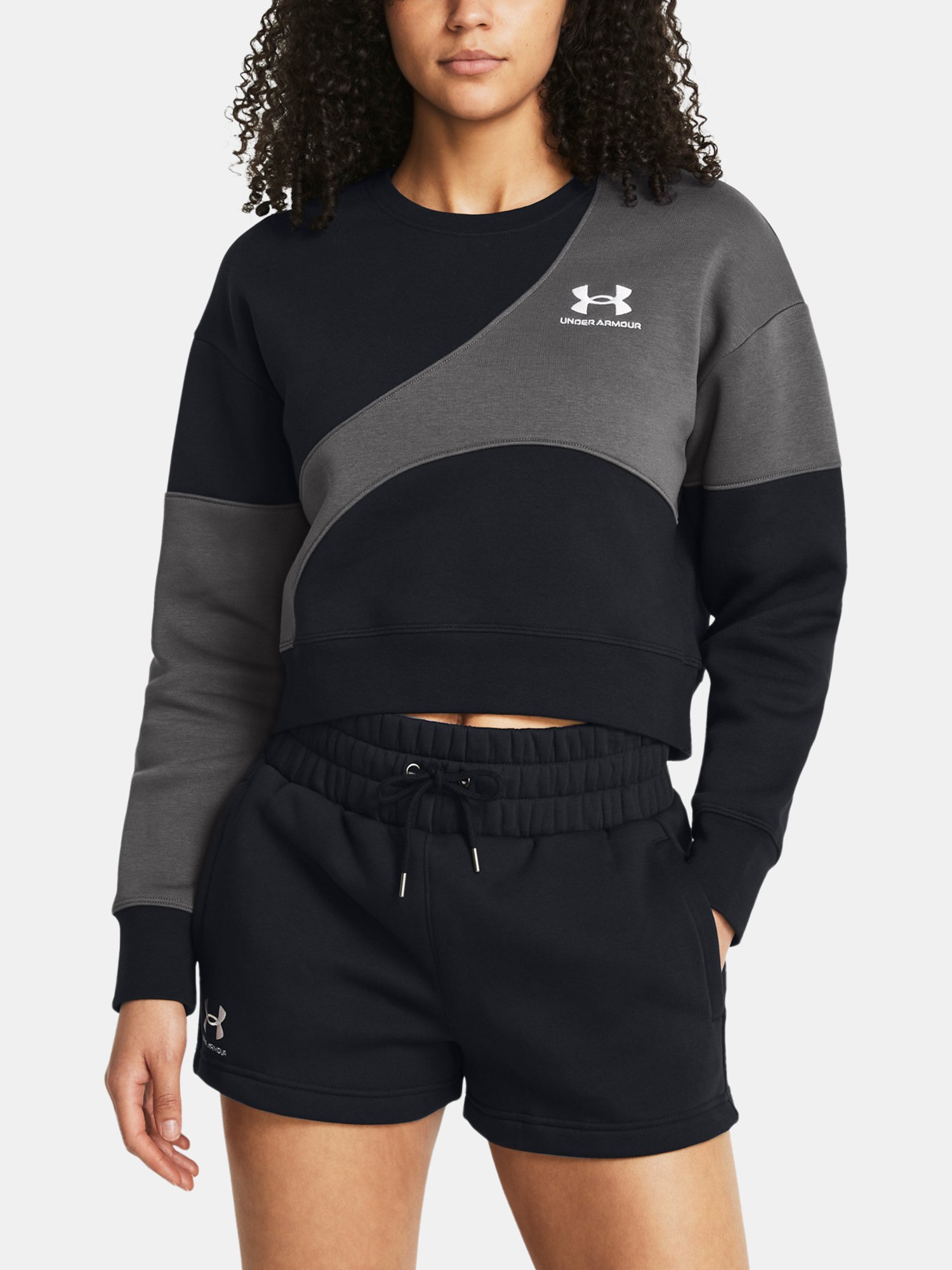 Mikina Under Armour Essential Fleece Crop Crew-BLK - Sportovna